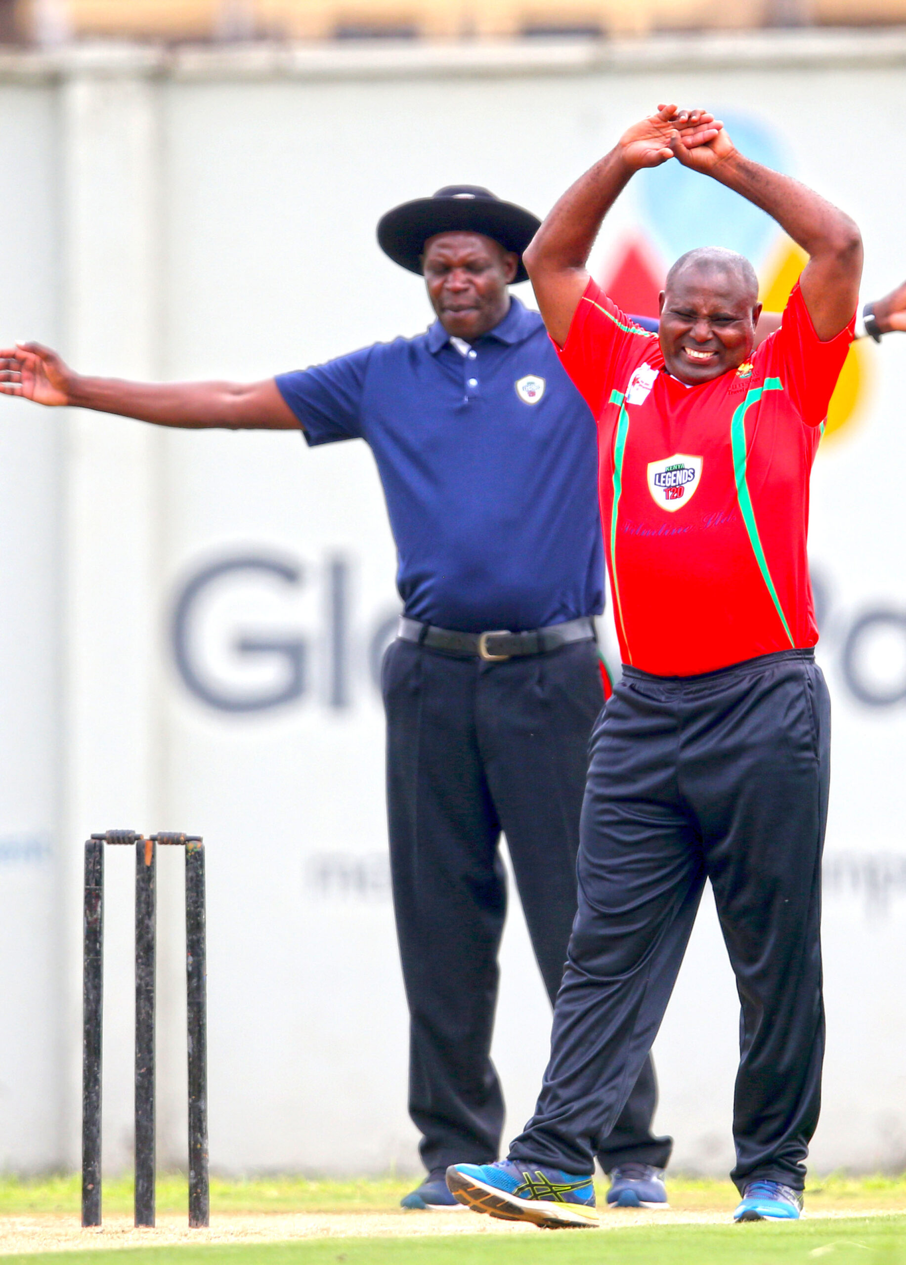 Team Red Josphat Irungu reacts after Umpire David Pamba calls is delivery wide Caps - Capital Sports